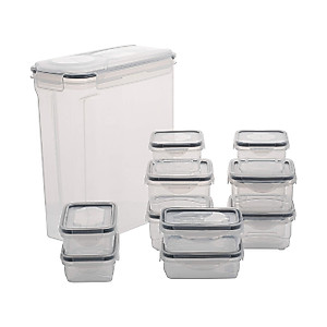Kitchen Details 26 Piece Food Storage Container Set | 13 Containers and 13 Lids | Airtight | Stackable | BPA Free | Microwave | Dishwasher | Freezer Safe | 5.9L | 402ml | 236ml | 6.4oz | Grey