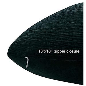 PHF Velvet Wrinkled Throw Pillow Covers, 18"x18", 2 Pack Texture Luxury Home Decorative Cushion Covers for Bed Couch Sofa, Super Soft and Cozy Square Pillowcase Shell, No Filling, Black Green