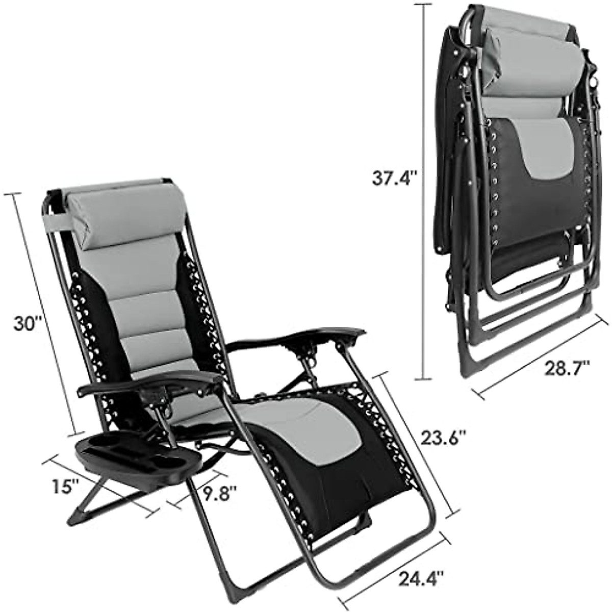 WYKDD Sun Loungers for Garden, Reclining Loungers Chair with Cup Holder & Cushions, Adjustable Headrest, Foldable Lounger