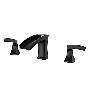 Artiqua Roman Tub Faucet Waterfall Tub Filler Black Deck Mount Bathtub Faucets 3 Hole Brass Bathroom Faucets with 2 Handles