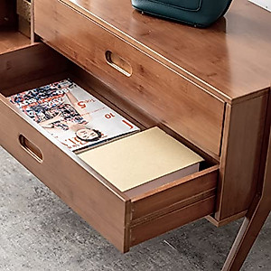 CROSS WIN Bamboo Wooden Garment Rack Freestanding Closet Organizers and Storage Drawers with Mirror&Hooks, Coat Rack, Open Wardrobe for Entryway (40.6(L) x 13 (W) x 66.5 (H))