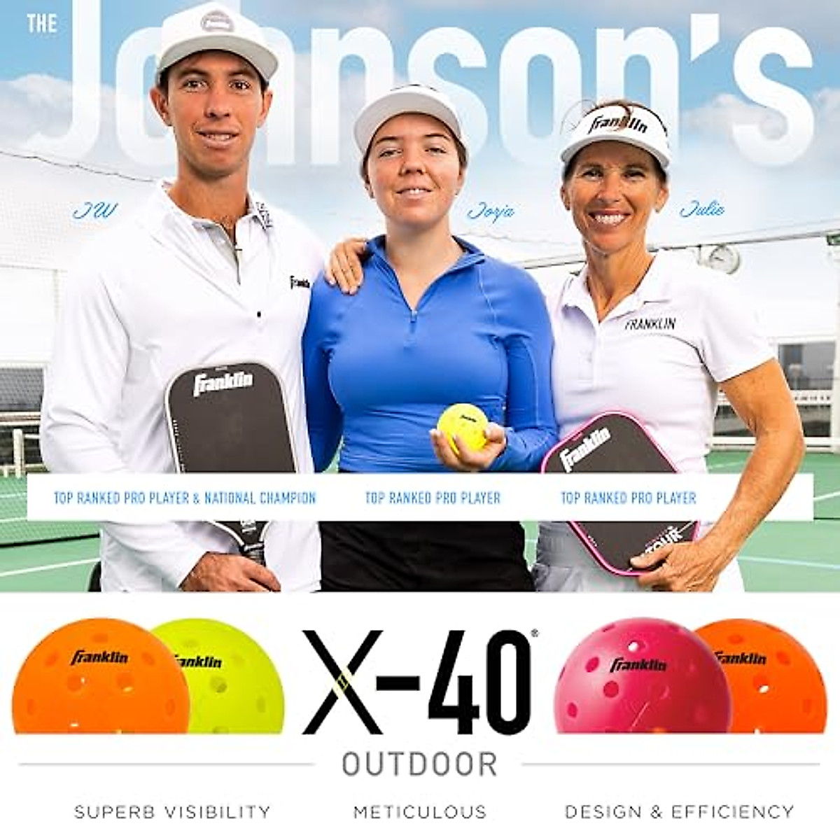 Franklin Sports Pickleball 2 Player Carbon Fiber Paddle and X-40 Pickleball Set - (2) Carbon Fiber Paddles - (4) X-40 Balls - Carry Bag - USA Pickleball Approved