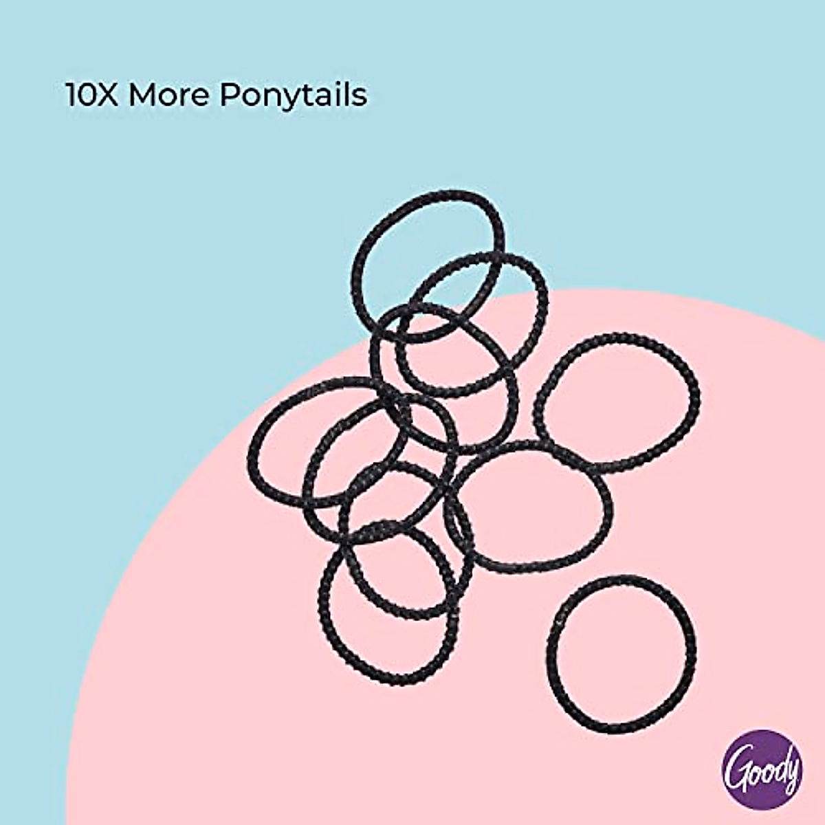 Goody Nonslip Womens Elastic Hair Tie - 10 Count, Black - 4MM for Medium Hair- Ouchless Hair Accessories for Women Perfect for Long Lasting Braids, Ponytails and More - Pain-Free