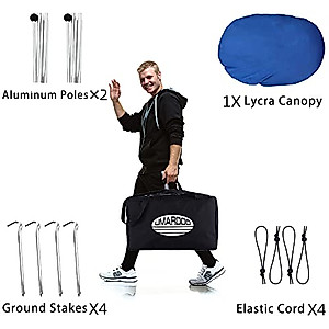 UMARDOO Family Beach Tent Sun Shade Canopy 10×10FT with 2 Aluminum Poles, UPF 50+ UV Protection Easy Setup Pop Up Portable Sun Shelter with Carrying Bag (Blue)