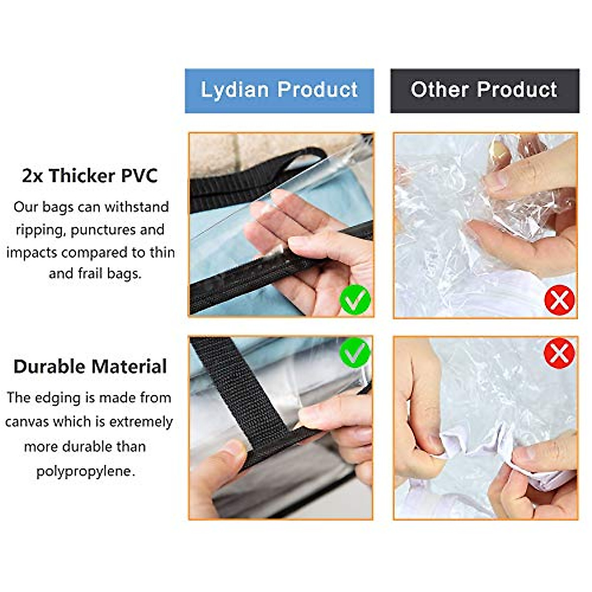 3 Packs Clear Bags for Storage , 20 X 16 X 10 inch, Heavy Duty Vinyl Clothing Storage Bags with Reinforced Handle for Comforter Duvet Blanket Bedding Clothes Toys, PVC Clothes Organizers Storage Bag