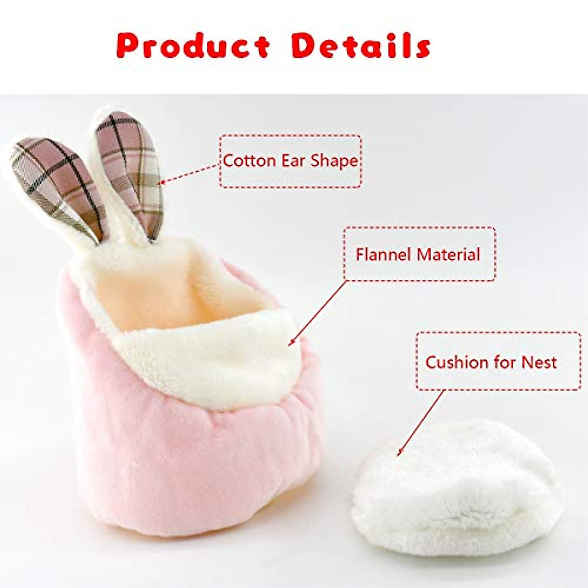 CooShou 2PCS Hamster Mini Bed, Warm Small Pets Animals House Bedding, Cozy Nest Cage Accessories, Lightweight Cotton Sofa for Dwarf Hamster