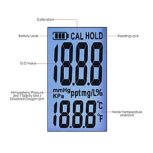 Digital Rechargeable Dissolved Oxygen Meter | Precise DO Tester w/Self-Floating Probe, Long Cable, LCD & Eco-Friendly Battery | Ideal for Fish Tanks, Hydroponic & More