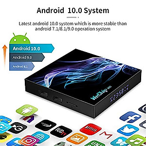 Android 10.0 TV Box,Android TV Box 4GB RAM 32GB ROM with Quad-Core 64bit,Supports 2.4G/5GHz Dual WiFi/BT5.0/ 6K/4K Ultra HD/3D/ H.265 Smart Android TV Box with Backlic Keyboard