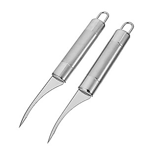 DOITOOL 2pcs Stainless Steel Shrimp Wire Knife Metal Cleaner Prawn Peeler Shrimp Deveiner Crab Shell Peeler Kitchen Seafood Gadget Shrimp Line Cutters Shrimp Peeling Tool Stainless Steel