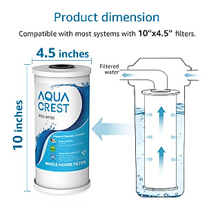 AQUACREST FXHTC Water Filter, Whole House Water Filter, Well Water Filter, Replacement for GE® FXHTC, GXWH40L, American Plumber W10-PR, Culligan® RFC-BBSA, W10-BC, Carbon Filters, 5 Micron, Pack of 3