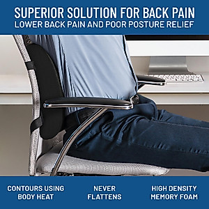 Everlasting Comfort Lumbar Support Pillow for Office Chair Back - Improve Posture While Sitting - Memory Foam Cushion Design for Computer Desk, Car, Gaming, Couch, Recliner