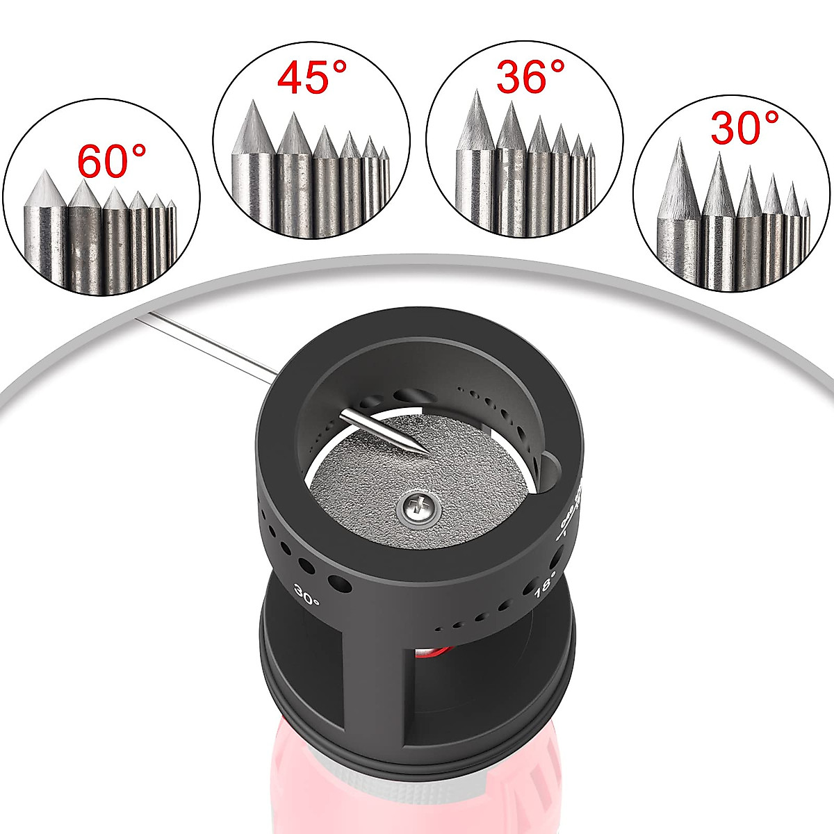 3mirrors ALUMINUM Tungsten Electrode Sharpener Grinder Head TIG Welding Tool 24 Guides, 24 Multi-Angle & Offsets, Full-featured Tool w/Dust Housing, Healthy Version