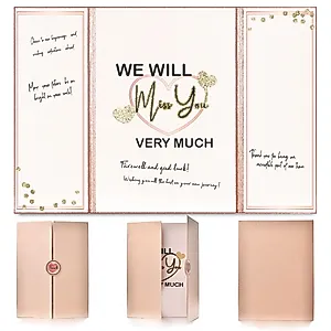 Farewell Party Decorations Guest Book Rose Gold 18"x12" for Women - Unique Goodbye & Going Away Coworker Gift Card - We'll Miss You Signature Board Retirement Party Decorations Gifts for Colleagues