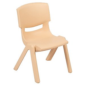 Flash Furniture Adjustable Classroom Activity Table with 6 Stackable Chairs, Rectangular Plastic Activity Table for Kids, 24" W x 48" L, Natural