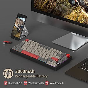 NACODEX 75% Gasket Mount Keyboard Gateron G Silver Switch | MDA Profile Rock Music Theme PBT Keycap | Poron Foam RGB Programmable Custom CNC Knob Keyboard for Win/Mac with Mouse Pad