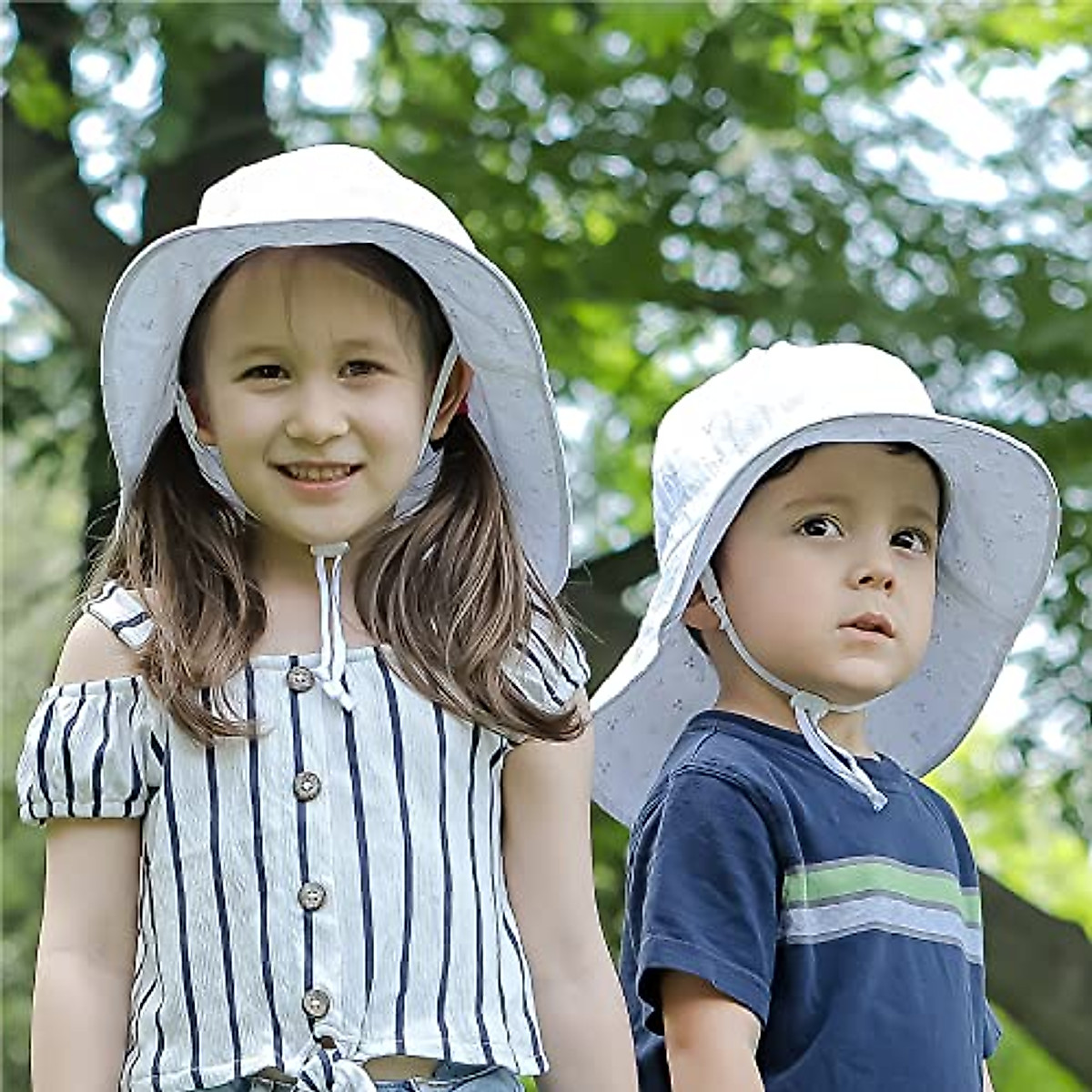 Ami&Li Baby Sun Hat Kids 100% Cotton Summer Toddler Adjustable UPF 50+ Beach Caps for Boys Girls