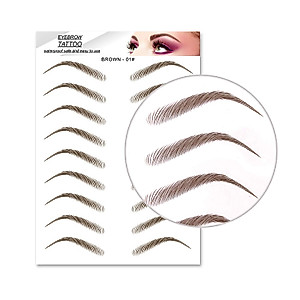 6 Sheets Eyebrow Tattoo Stickers 6D Realistic Stick-On Eyebrow Stencil Shape Waterproof Transfer Eyebrow Decal Quick Makeup Tool（3 styles brown）