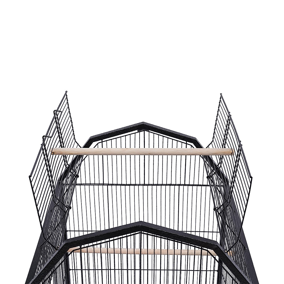Bird Cage,Black Large Bird Cage with Rolling Stand,Large Pet Cage with Wheels,Cockatiel Parakeet Finch Parrot Birdcage 5 Door (17.9" L x 17.9" W x 39.9" H)