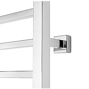 WarmlyYours TW-SR08PS-HP 8-Bar Sierra Electric Heated Bath Towel Warmer Rack, Dual Connection, Hardwired and Plug-in, Wallmountable, Programmable Timer, Stainless Steel, Polished Stainless