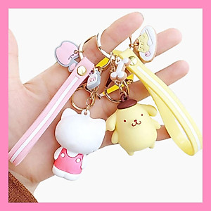 Ohjijinn 7Pcs Cute Keychain Kawaii Accessories, Anime Keychains, Kawaii Keychain Cartoon Keyring Gift for Girls Women (Donut Set)