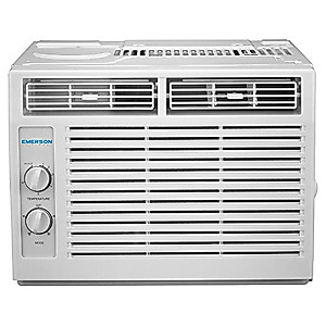 Emerson Quiet Kool 5,000 BTU 115V Window Air Conditioner & Dehumidifier with Mechanical Rotary Controls, AC Unit for Apartment, Dorm Room, Bathroom Small Rooms up to 150 Sq. Ft. in White