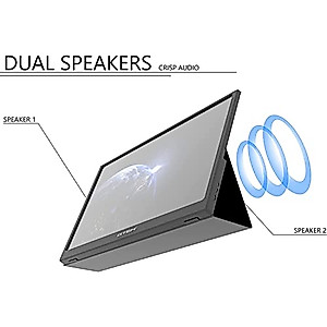 GTEK Portable Monitor 15.8 Inch IPS Full HD 1920 x 1080P Screen with Speaker, Second Dual Computer Display, Wider Than 15.6 Inch, External Travel Monitor for MacBook Laptop PC, Includes Smart Cover