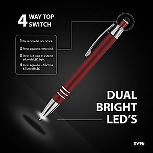 SyPen Luxury Pen Gift Set, 2 Rubberized Metal Ballpoint Pens +Night Writer LED Flashlight +Stylus for Touchscreens +Gift Box, Gift Pen Sets for Men, Women, Blue/Green