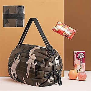 Mozzyyee Portable Foldable Shopping Bag Large Capacity Multipurpose Storage Bag Sports Travel Shoulder Bag (Brown Camouflage)
