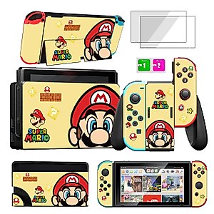 oqpa for Nintendo Switch OLED 2021 Skins Stickers for Girls Boys Kids Cute Kawaii Anime Cartoon Character Fun Decals with Tempered Glass Screen Protector for Nintendo Switch OLED(Head Malio)
