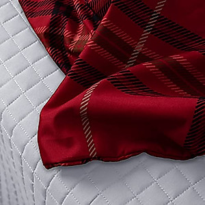 Vilano Plaid Collection - Premium Quality, Soft, Wrinkle, Fade, & Stain Resistant, Easy Care, Oversized Duvet Cover Set, Full/Queen, Red,