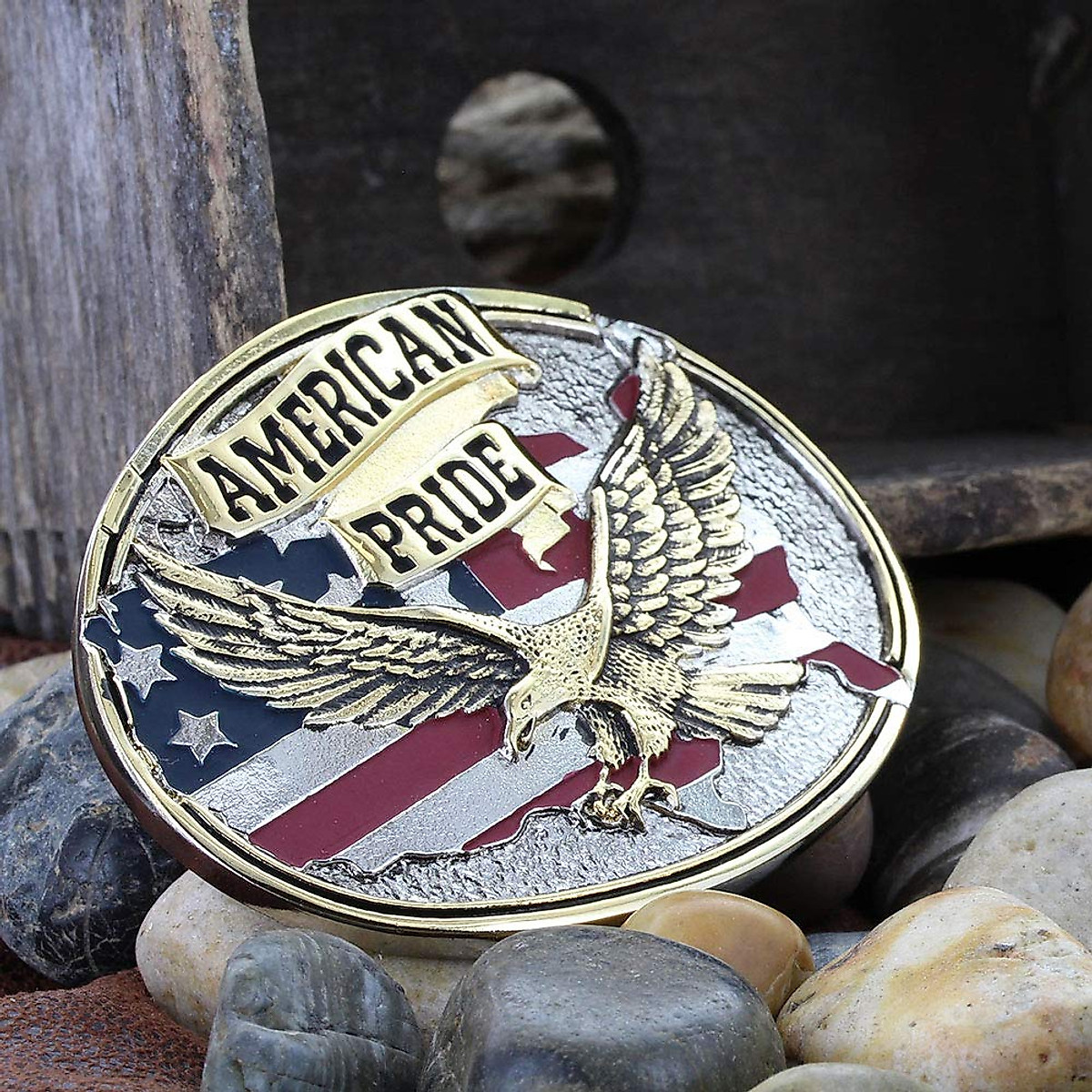 Montana Silversmiths Soaring Eagle Collection Attitude Buckle (American Pride - Full Color)