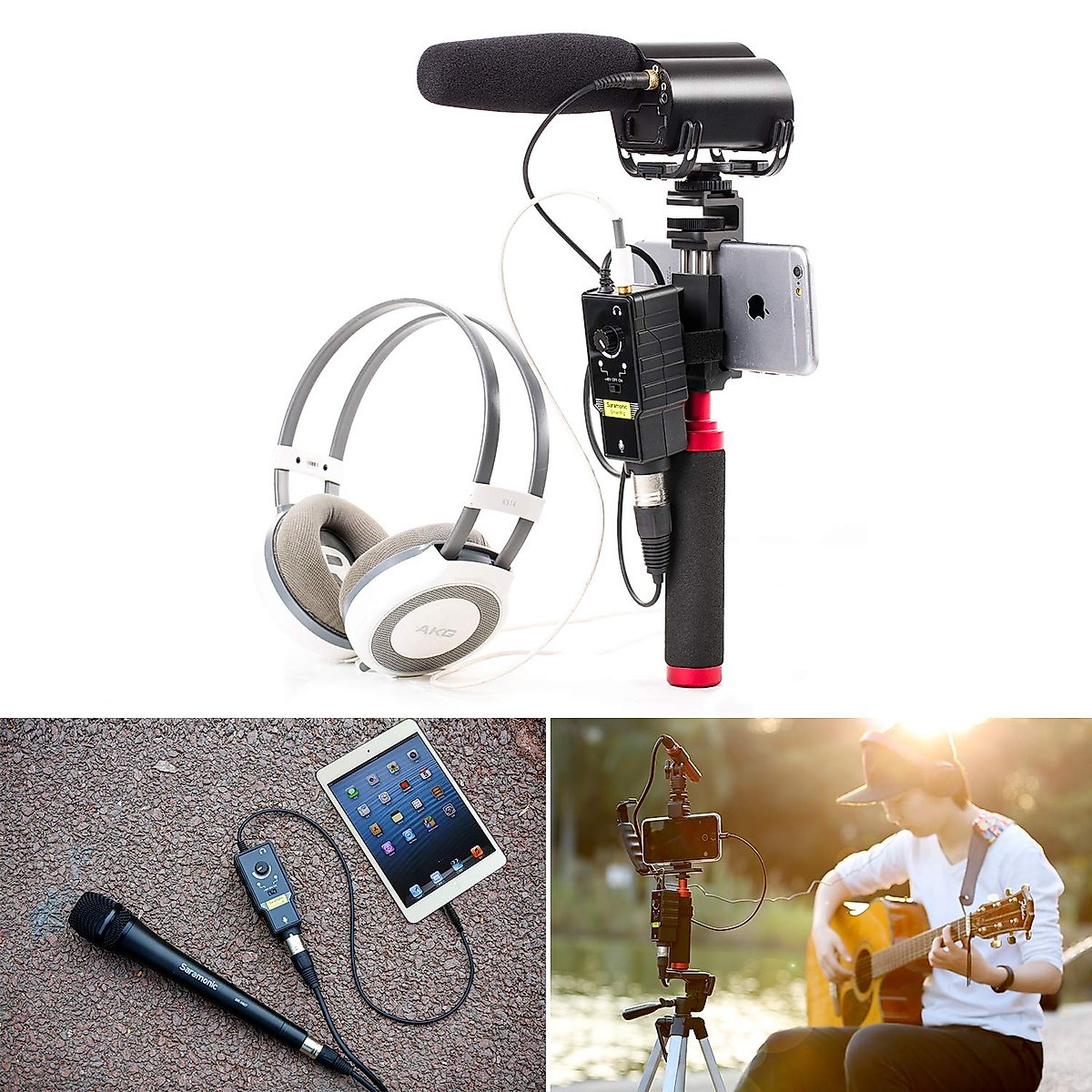 Saramonic Smartrig II XLR Microphone & 6.3mm Guitar Adapter with Phantom Power Preamp Amplifier for iPhone 8 8 Plus 7 7 Plus 6 iPad iPod, Android Smartphone