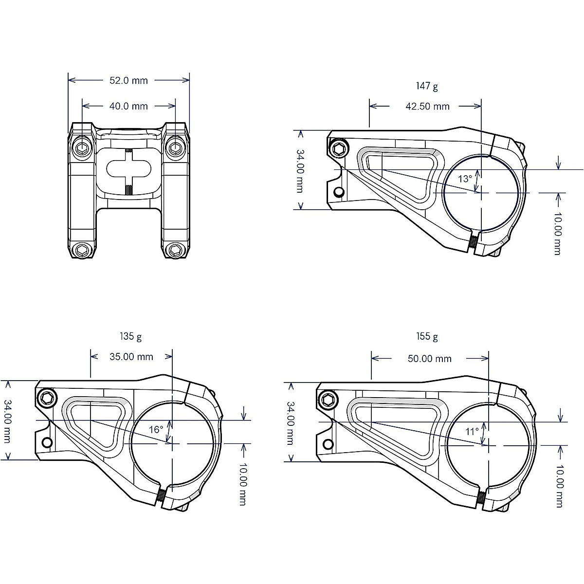 Funn Equalizer Bike Stem with 10mm Drop or Rise - Length 35mm stem with 31.8mm Bar Clamp, Durable and Lightweight Alloy Bike Stem for Mountain Bike and BMX Bike (Blue)