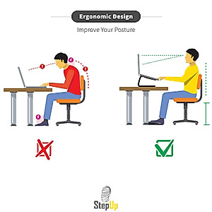 StepUp 2in1 2022 model Laptop Stand For Desk and phone Holder, Docking Ergonomic Aluminum Elevated Stands, Portable Computer Riser, Fits All Raised Devices ipad, Notebook, Macbook Pro 10-17 inch Black