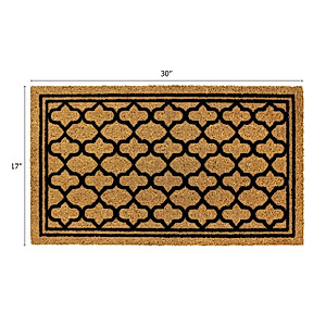 IRONGATE Welcome Doormat - Non Slip Dirt Trapping Chevron Tile Print Coco Coir Door Mat - Low Profile Front Doormat - Indoor Outdoor Durable Easy Clean High Traffic Area Patio Entryway Doormat -17x30