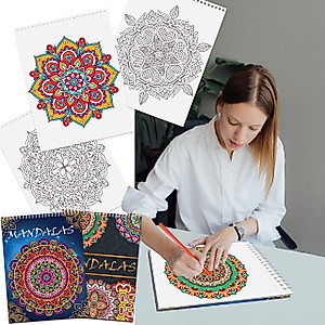 Elfew 2 Pack Mandalas Coloring Books for Adult, 80 Original Mandala Patterns and Designs, Coloring Book for Adults Relaxation, Adult Coloring Book Spiral Bound, Relaxation Books for Women