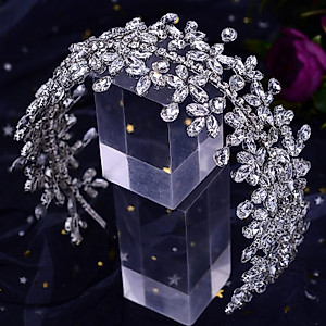 Rhinestone Wedding Headband,Bridal Headpiece for Wedding,Bridal Tiaras Pageant Hair Jewelry Party Headpieces for Women Girls