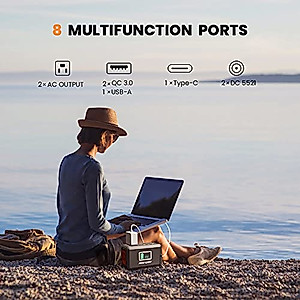 HOWEASY 120W Portable Power Station, 88WH Solar Generator, Lithium Battery Power with 2 110V AC (Peak 150W) Socket/ 3 DC Ports/2 USB QC3.0/LED Light for CPAP Outdoor Camping Trip Hunting Emergency