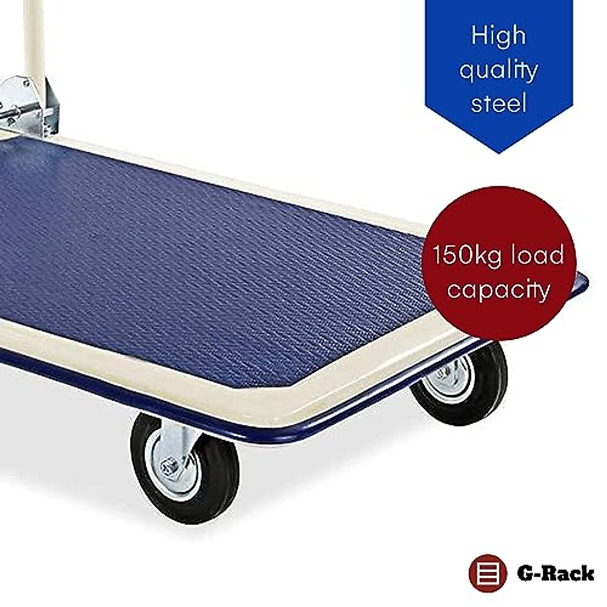 Heavy Duty Folding Industrial Platform Trolley - Foldable Trolley on Wheels for Moving, Loading, Delivery and Removal of Heavy Items With Anti Puncture Tyres and 330 LB Load Capacity - 5 Year Warranty