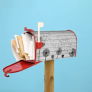 Magnetic Mailbox Cover Retro Country Farmhouse Grey Dandelion Design Post Box Cover Wrap Decoration Garden Outdoor Standard Size 21 x 18 in