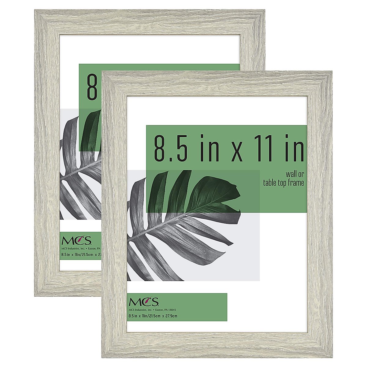 MCS Studio Gallery 8.5x11 Picture Frame Gray Woodgrain, Rectangle Photo Frame for Photos, Posters & Art Prints & Easel for Tapletop Display (2-Pack)