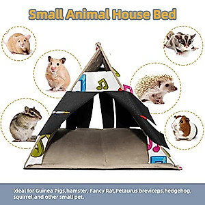 Y-DSIWX Guinea Pig Hideout Cozy Hamster House Cave for Bunny Chinchilla Hedgehog Small Animal Colorful Music Notes Theme