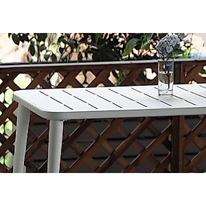 Lisuden Patio Bistro Metal Dining Table, Outdoor Steel Square Table for 4 Person, 47.2" Lx23.6 Wx30 H, Furniture Table for Backyard, Garden, Lawn and Porch (White)