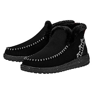 Hey Dude Denny Wool Faux Shearling Black Size 10 | Women's Boots | Women's Pull on Boots | Comfortable & Light-Weight