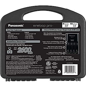 Panasonic K-KJ17KHC82A eneloop pro High Capacity Power Pack, 8AA, 2AAA, with "Advanced" Individual Battery Charger and Plastic Storage Case