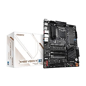 Gigabyte W480 Vision W (LGA 1200/Intel W480/ATX/Dual M.2/SATA 6Gb/s/USB 3.2 Gen 2/Dual Intel LAN/Multi-GPU Support/ECC Memory Support/Motherboard)