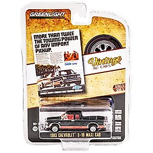 1983 Chevy S-10 Maxi-Cab Pickup Truck Black Vintage Ad Cars Series 5 1/64 Diecast Model Car by Greenlight 39080 E