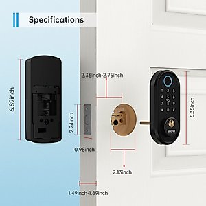 Smart Lock, SMONET Fingerprint Door Lock Smart Deadbolt Keyless Entry - Electronic Digital Keypad with Biometric Fingerprint, Smartphone App Auto Lock Bluetooth Keys Fobs Smartlock for Alexa, Home