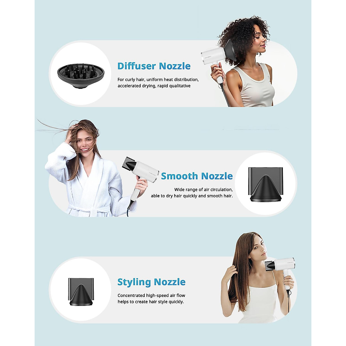 SHRATE Lightweight Ionic Hair Dryer with Diffuser - Powerful 1800W Blow Dryer for Fast Drying - Professional Low Noise Mini Hair Dryer for Travel, Gifts, Hair Styling (White)