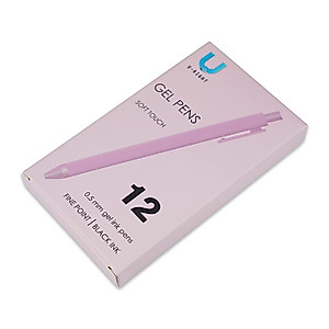 U-RIGHT 12 Pcs Gel Ink Pens Black Ink 0.5 mm Fine Point Smooth Writing Cute Pens for Office School (Light Pink)